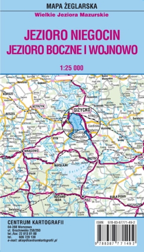 Jezioro Niegocin. Jezioro Boczne i Wojnowo. Mapa żeglarska 1:25 000 ...